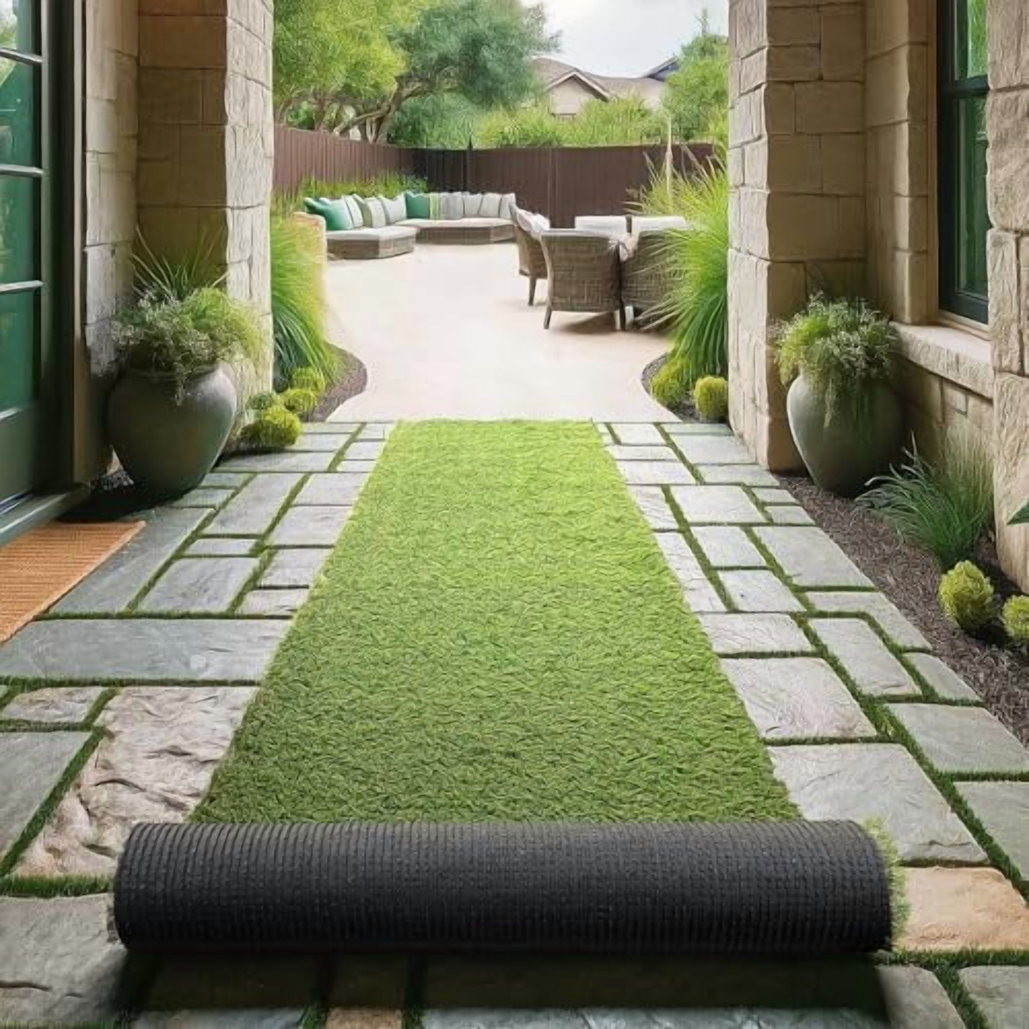 2' x 6'6" Artificial Faux Grass Rug - Realistic Turf with UV Protection ...