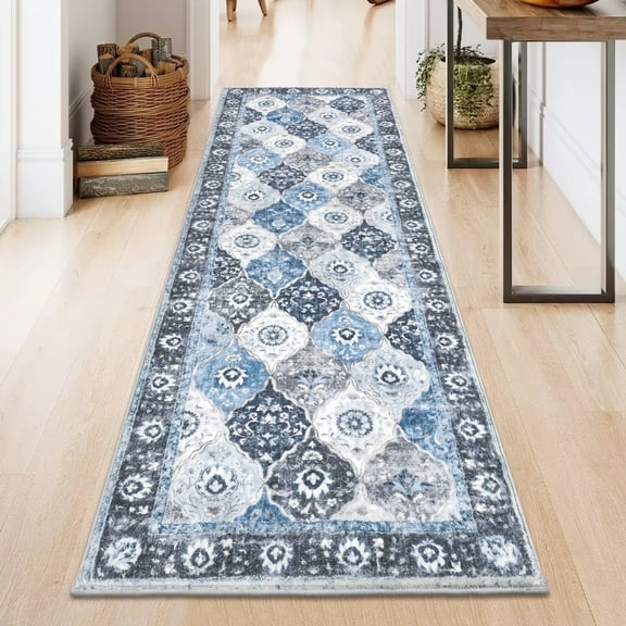 Egypt Floral Washable Bathroom Runner Rug for Kitchen Floor,2x8 Boho ...