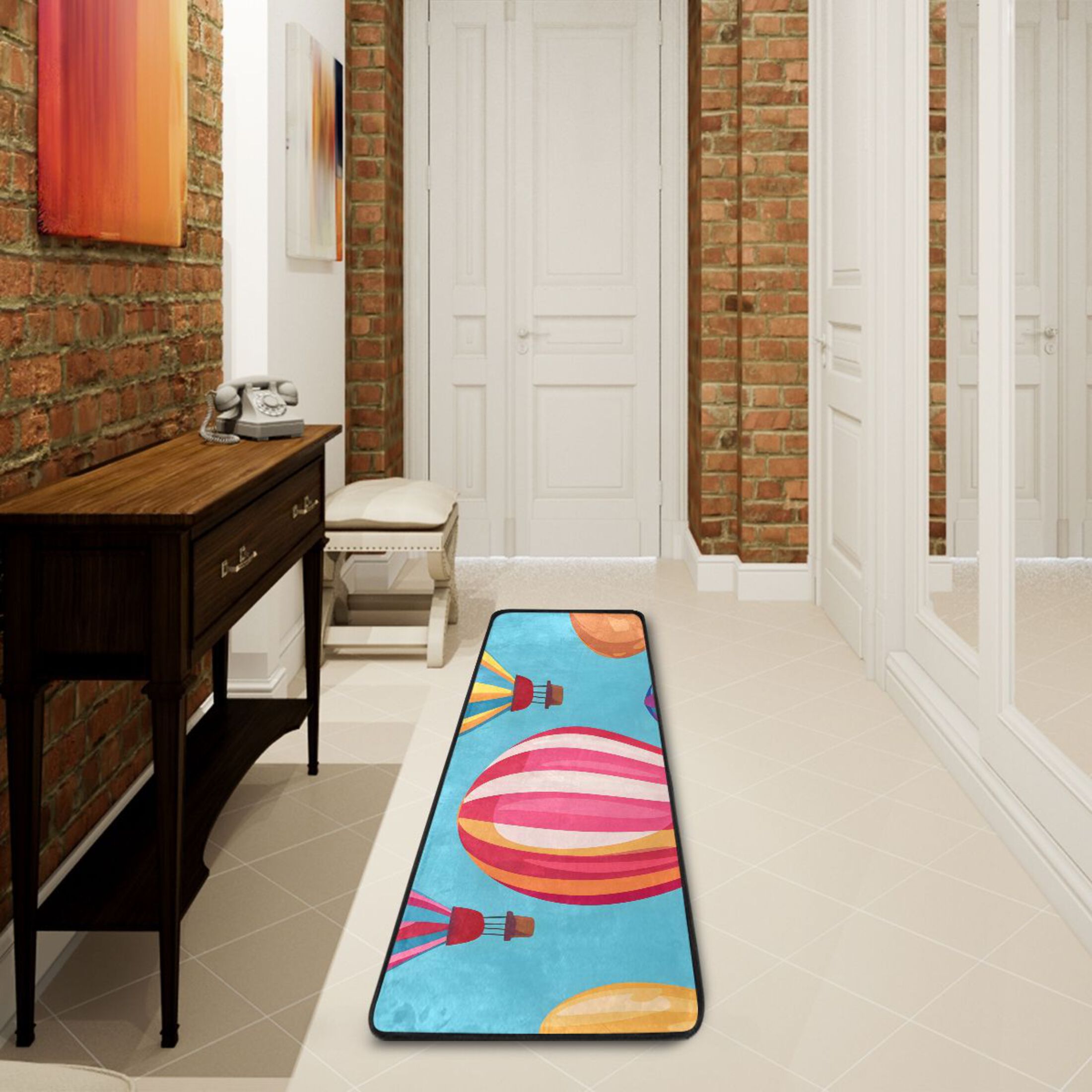 2' x 6' Modern Runner Rugs Hallway Floor Throw Carpet Hot Air Balloon ...