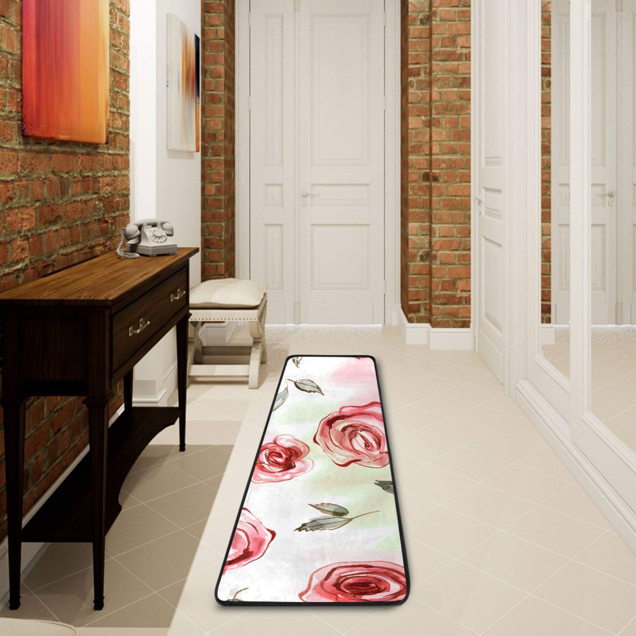 2' x 6' Modern Runner Rugs Hallway Floor Throw Carpet Pink Rose Flower ...