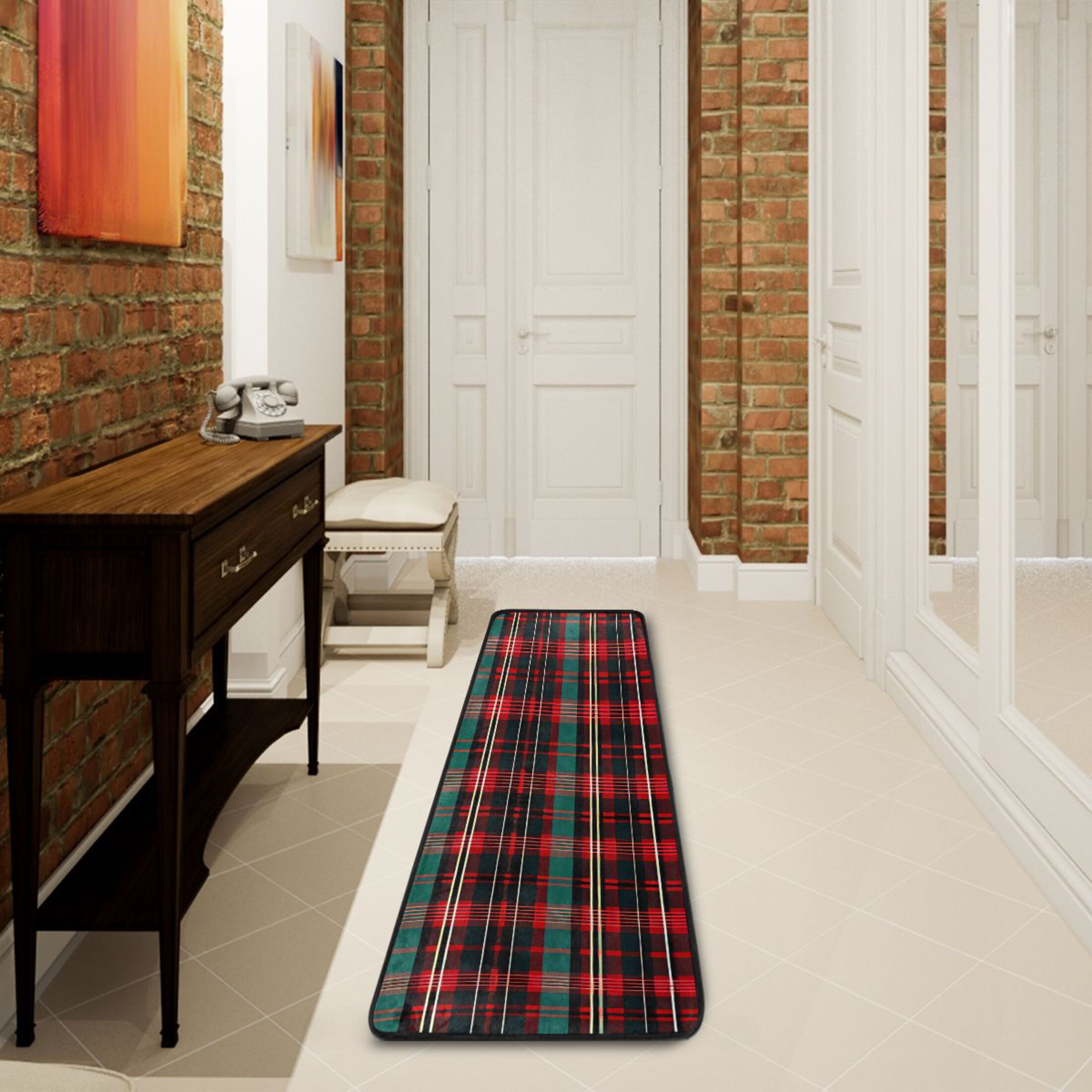 2' x 6' Modern Runner Rugs Hallway Floor Throw Carpet Red and Green ...