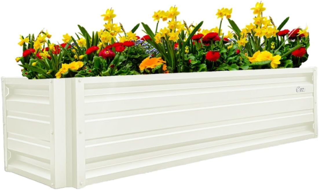 2 x 6 Rectangular Metal Planter Box Durable Raised Garden Bed in Galvalume Steel 24 x 72 with 18 ...