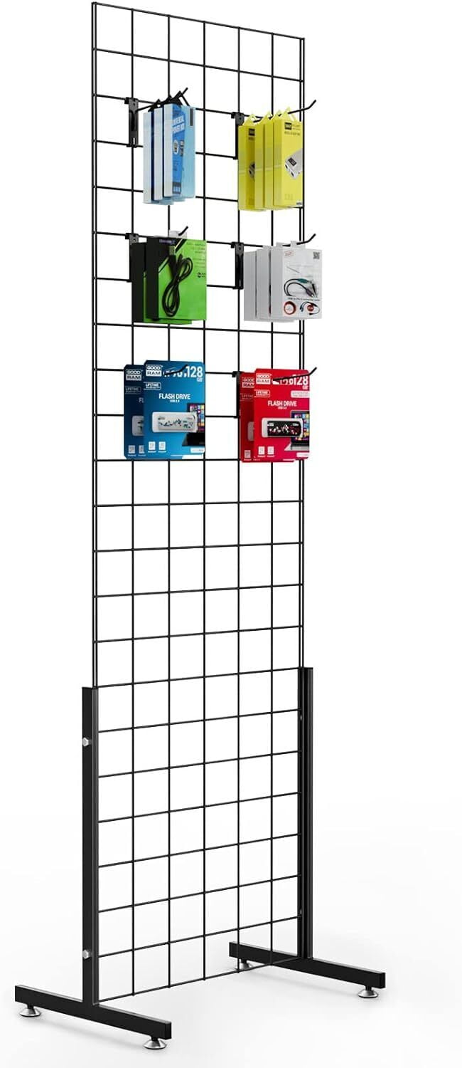 2' x 6' Standing Grid Panel Tower Wire Grid Wall with T-Legs Grid Rack ...