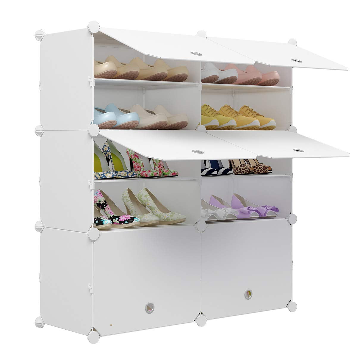 2 x 6-Tier Shoe Rack, Space Saving DIY Plastic Cube Storage Organizer ...
