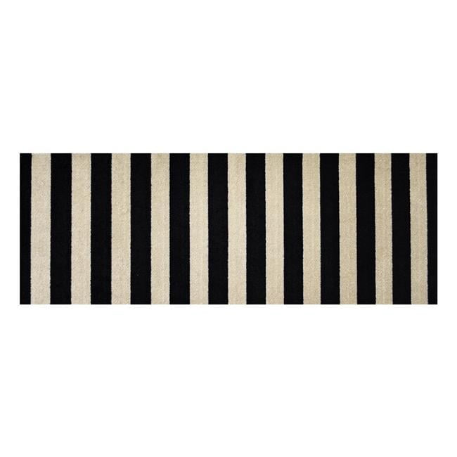 2 x 6 ft. Black & Tan Wide Stripe Washable Runner Rug, Pack of 2 ...
