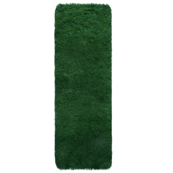 2 x 6 ft Polyester Green Rectangular Indoor Solid Modern Fluffy Soft ...