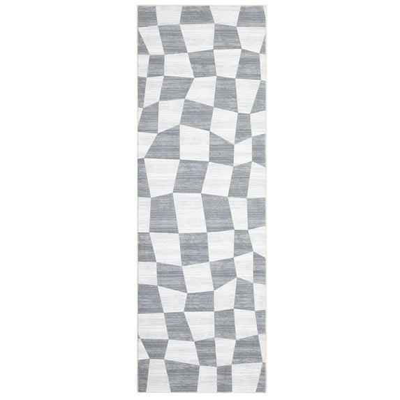 2 x 6 ft Polyester Grey Rectangular Hallway Entryway Bathroom Kitchen ...