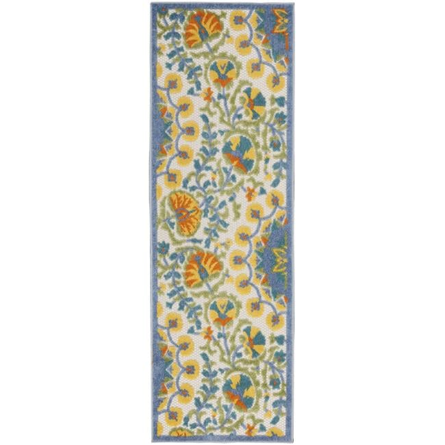 2 x 6 ft. Toile Non Skid Indoor & Outdoor Runner Rug, Blue, Yellow ...
