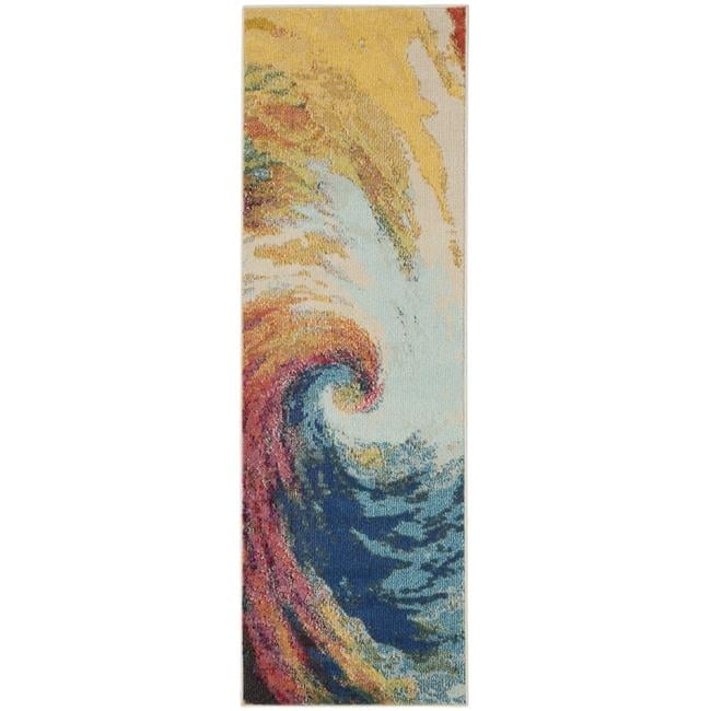 2 x 6 ft. Wave Abstract Power Loom Non Skid Runner Area Rug - Wave - 2 ...