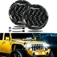 2 x 7" Inch Halo LED Headlights High/ Low Beam For Jeep Wrangler TJ YJ ...