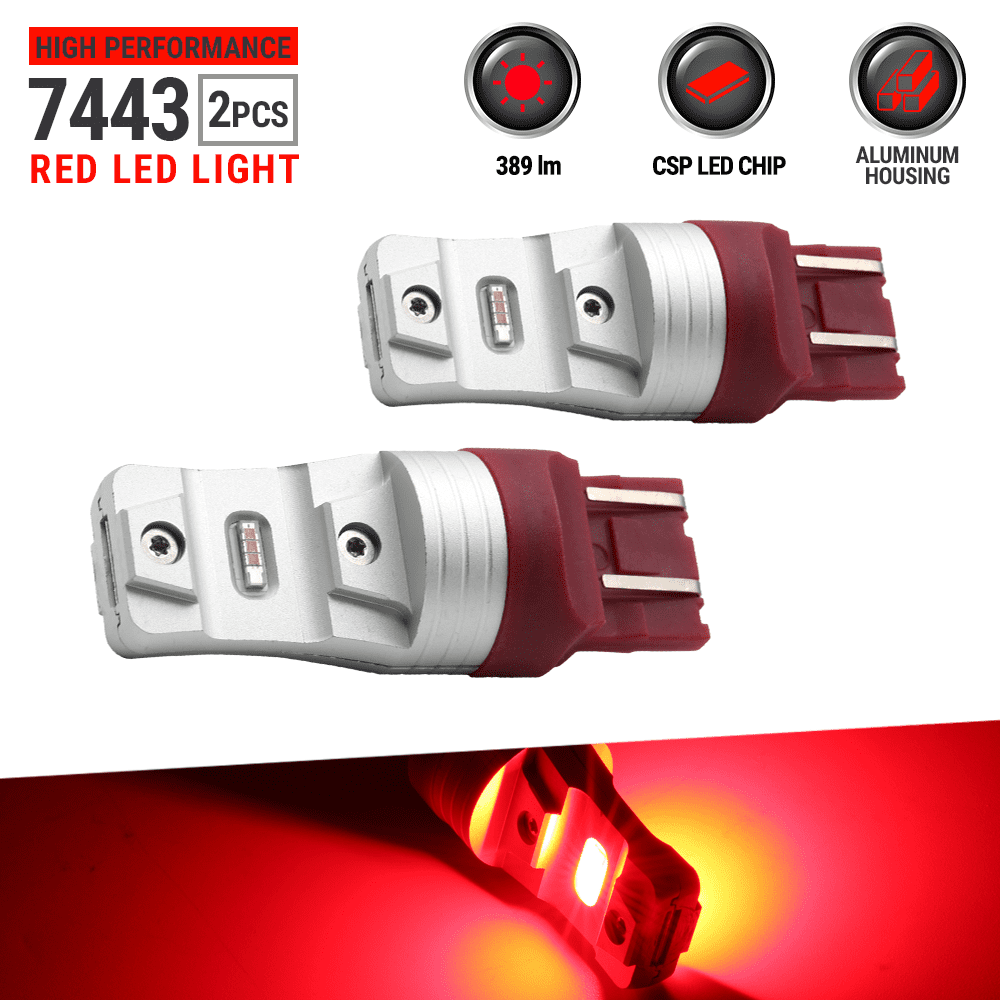 2 x 7443/7440/7444 CSP Red LED Bulb for Brake/Tail/ Stop Light Bulbs ...