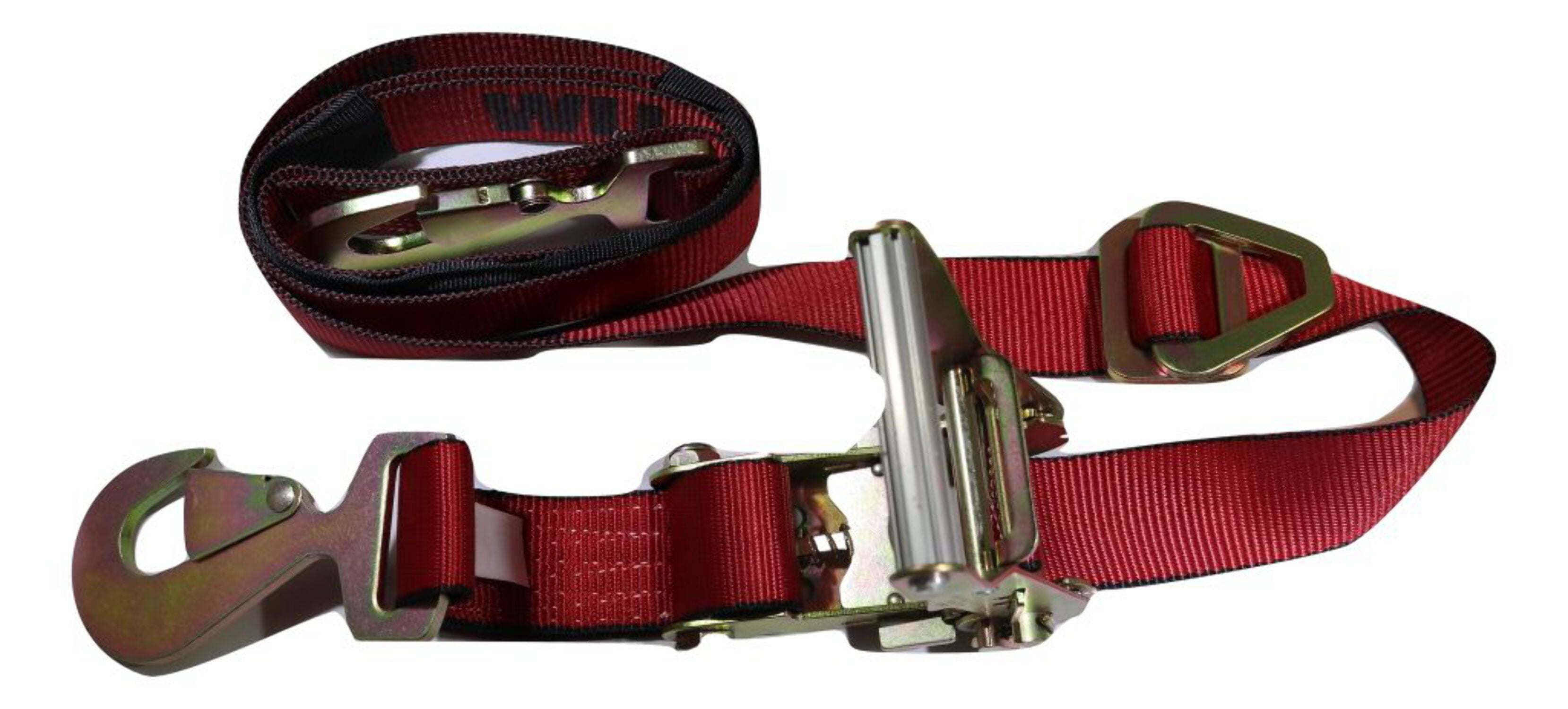 2" x 8 Ft Axle Wrap Auto Tie Down Ratchet Strap w/ Snap Hooks | RED ...