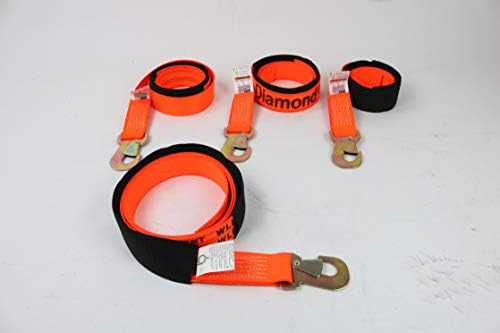 2" x 8' Orange Diamond Weave Wheel lift strap with Flat Snap Hook (4 ...