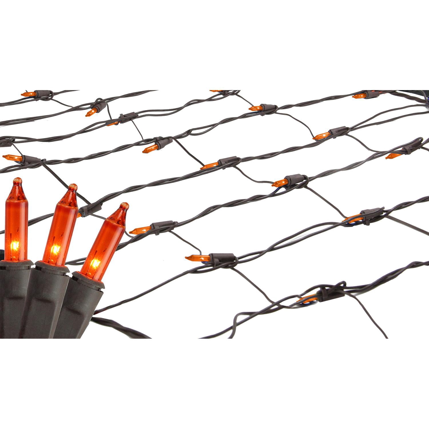 2' x 8' Orange Mini Net Style Tree Trunk Wrap Christmas Lights - Brown ...