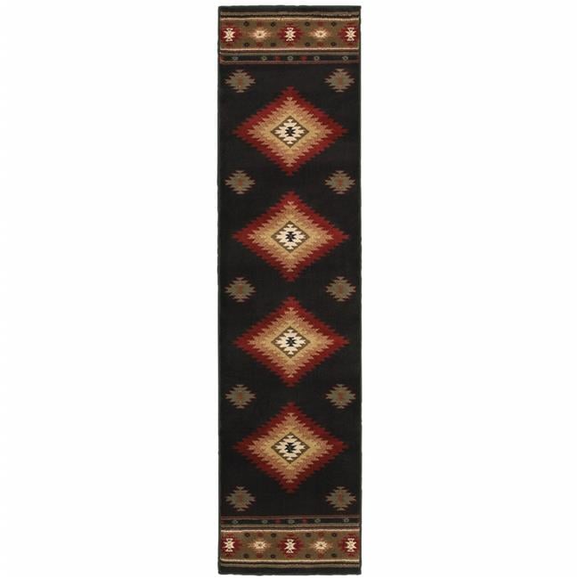 2 x 8 ft. Black Southwestern Power Loom Stain Resistant Runner Area Rug ...