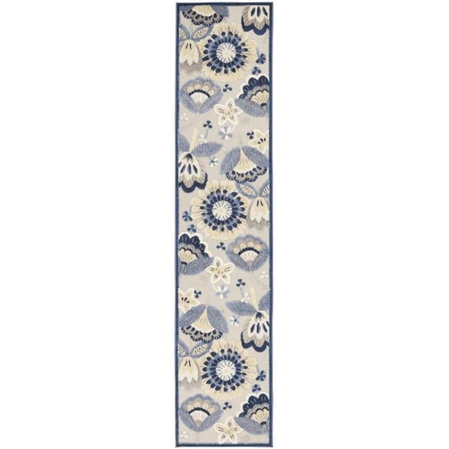 2 x 8 ft. Blue & Gray Toile Non Skid Indoor & Outdoor Runner Area Rug ...