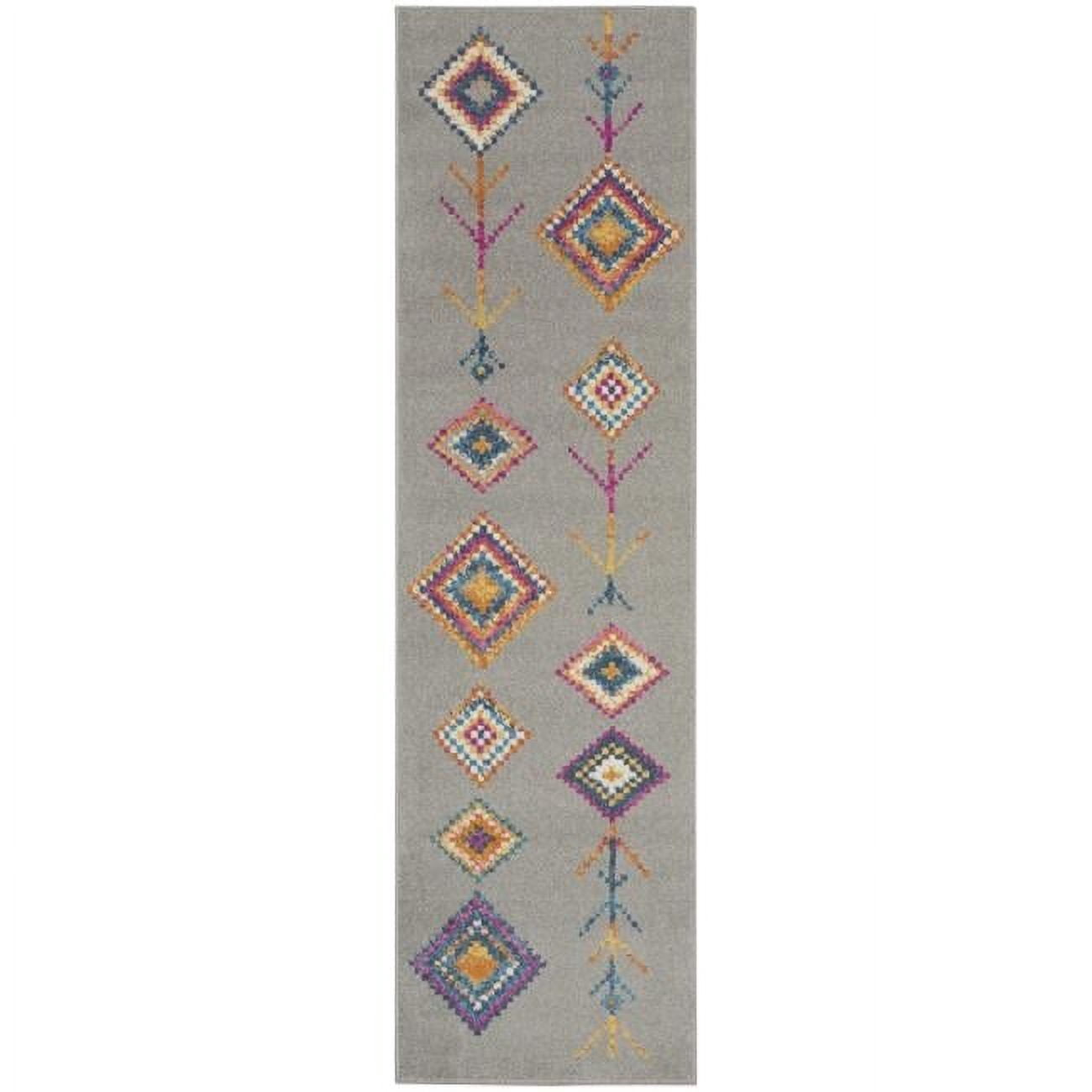 2 x 8 ft. Gray & Multi Color Geometric Runner Rug - Walmart.com