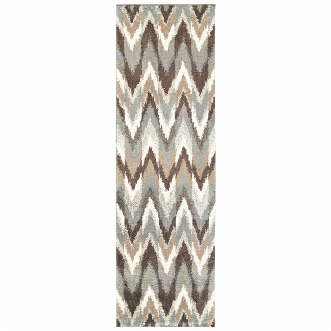 2 x 8 ft. Gray & Taupe Ikat Pattern Runner Rug - Walmart.com