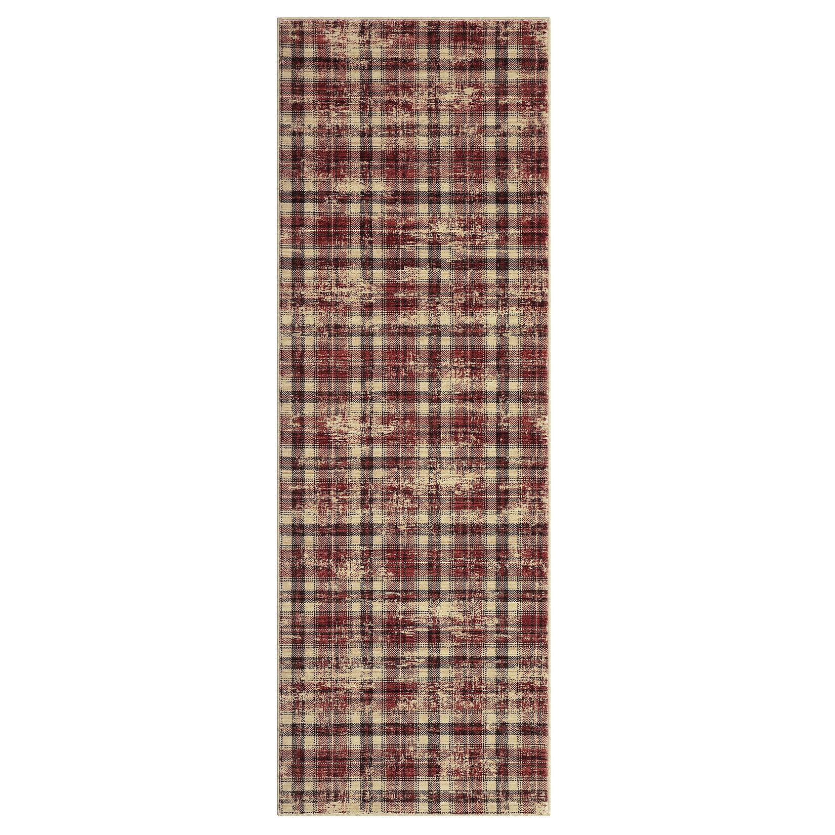 2 x 8 ft Polyester Red Rectangular Laundry Bathroom Kitchen Geometric ...