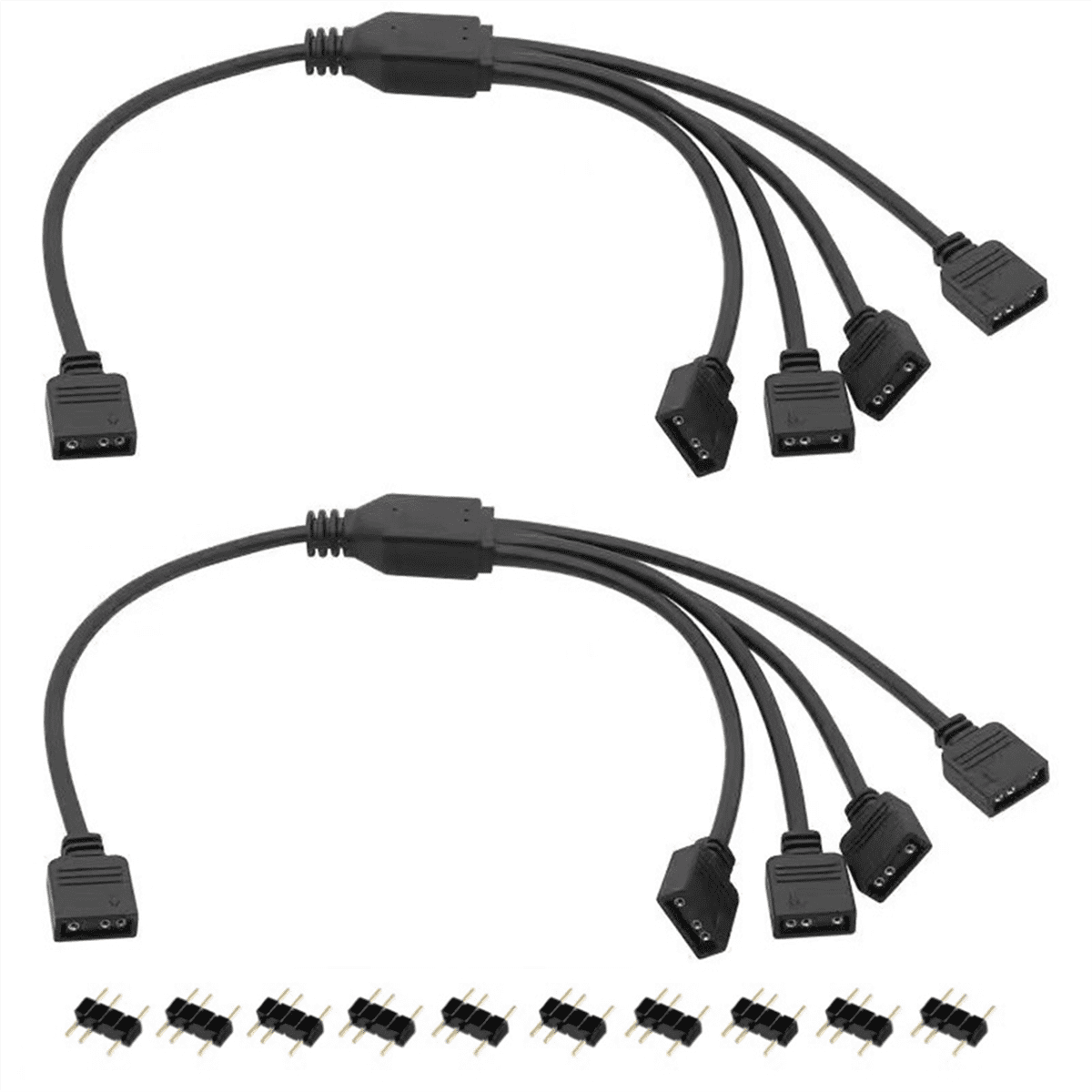 2 x ARGB Splitter Cable 10 x 3 pin male connectors-Black - Walmart.com