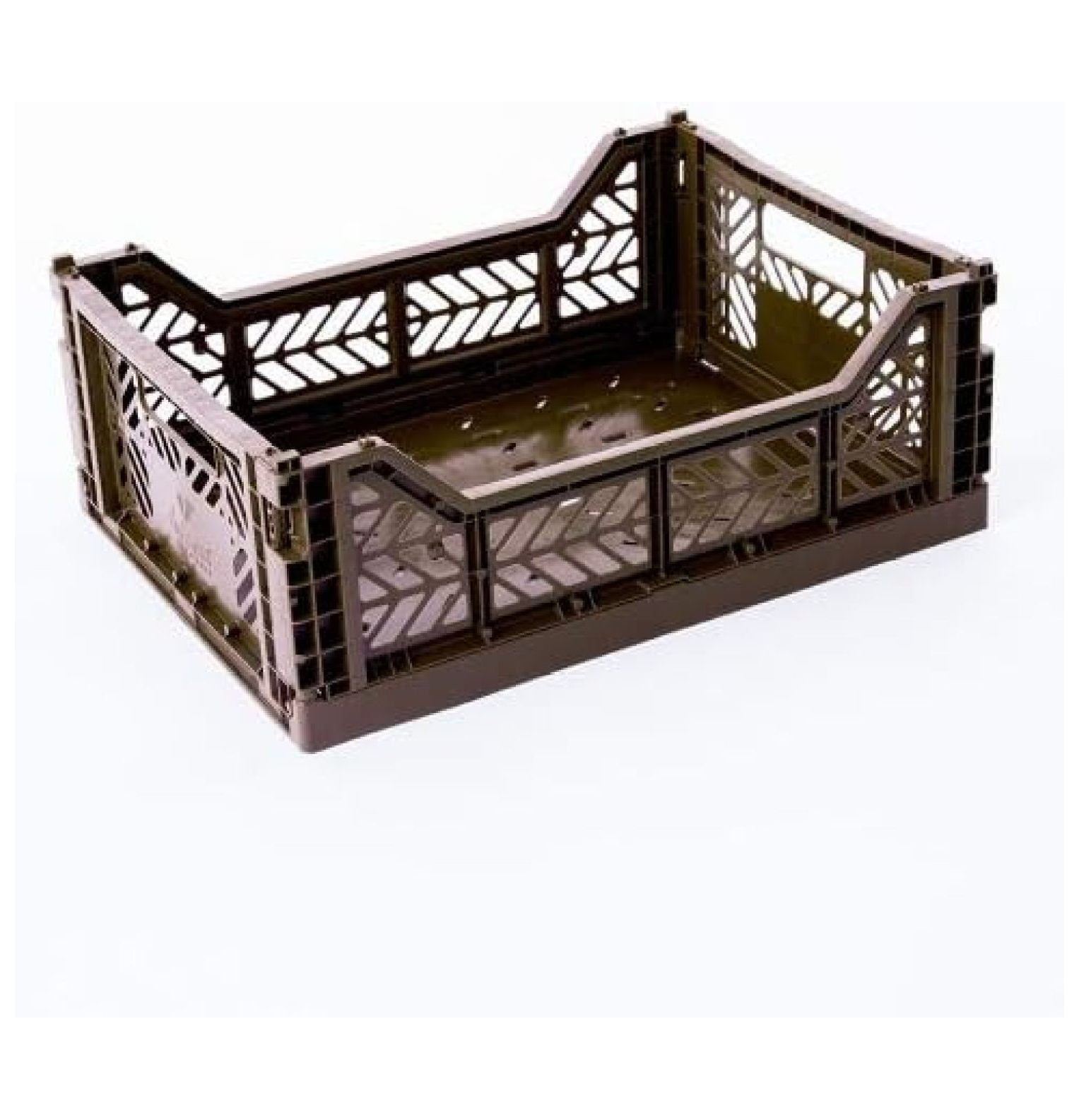 2 x AY-KASA - Midi-Box (Brown) Collapsible Storage Bin Container Basket ...