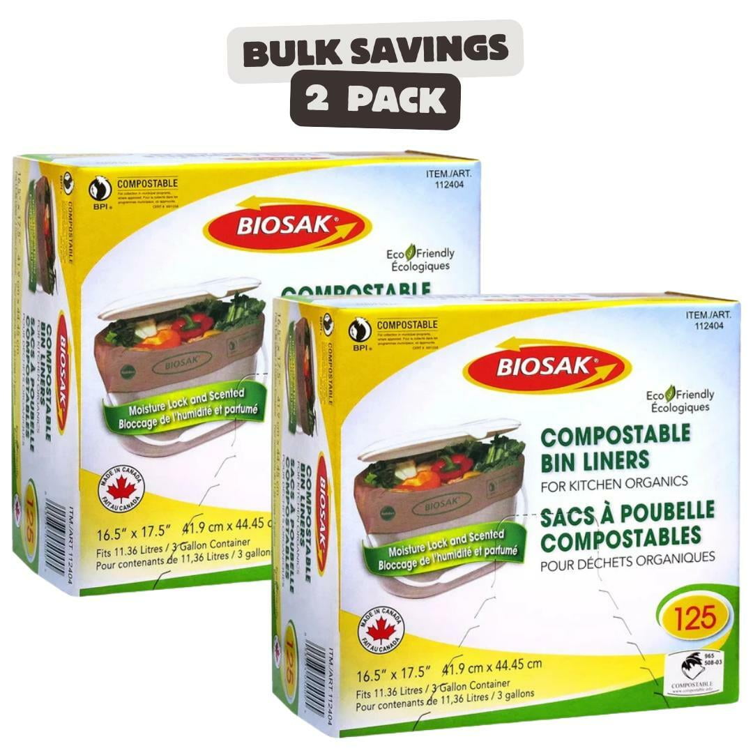 2 x Biosak Compostable Kitchen Bin Liners, 125 pack each - Walmart.com
