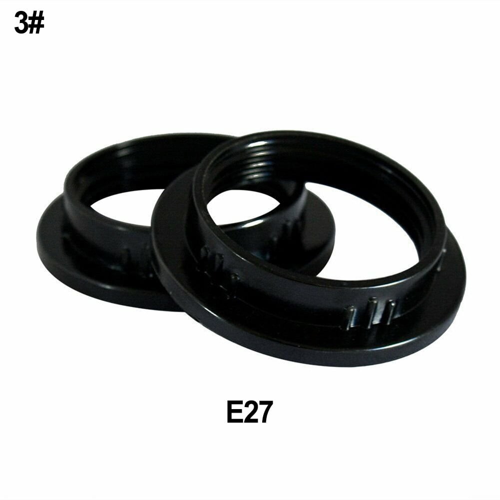 2 x Black or White Light Shade Collar Ring Adaptor E14 Holder E27 Lamp ...