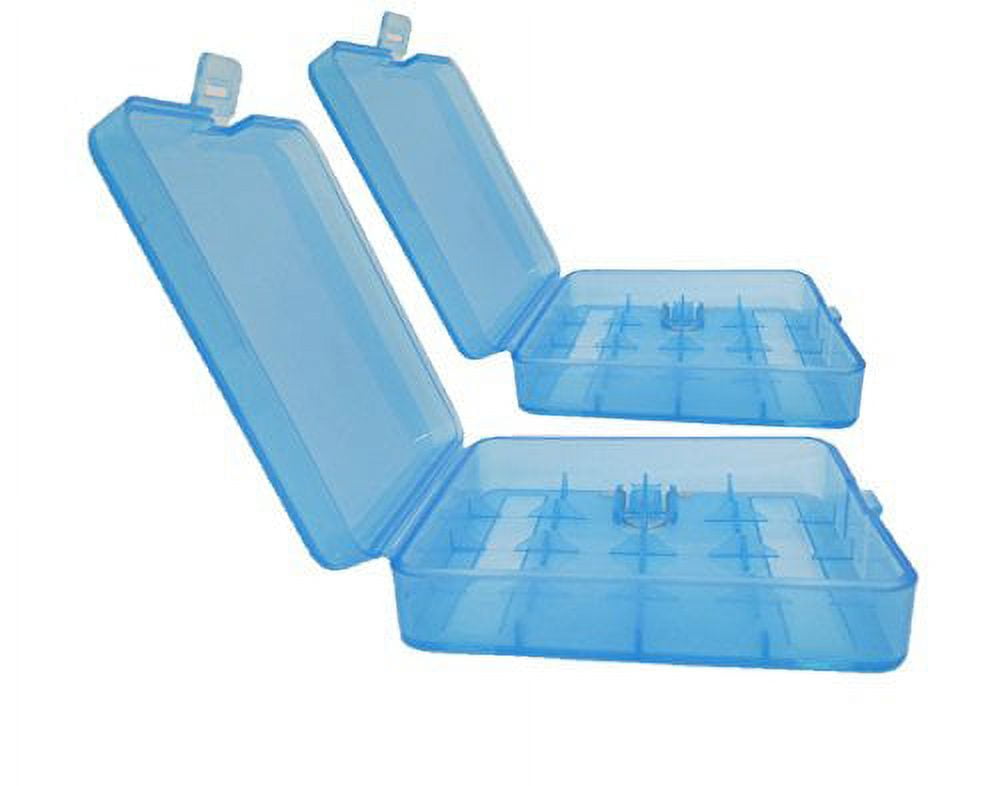 2 x Blue Plastic Protective Storage Case Holder for 4 x 18650 Batteries ...