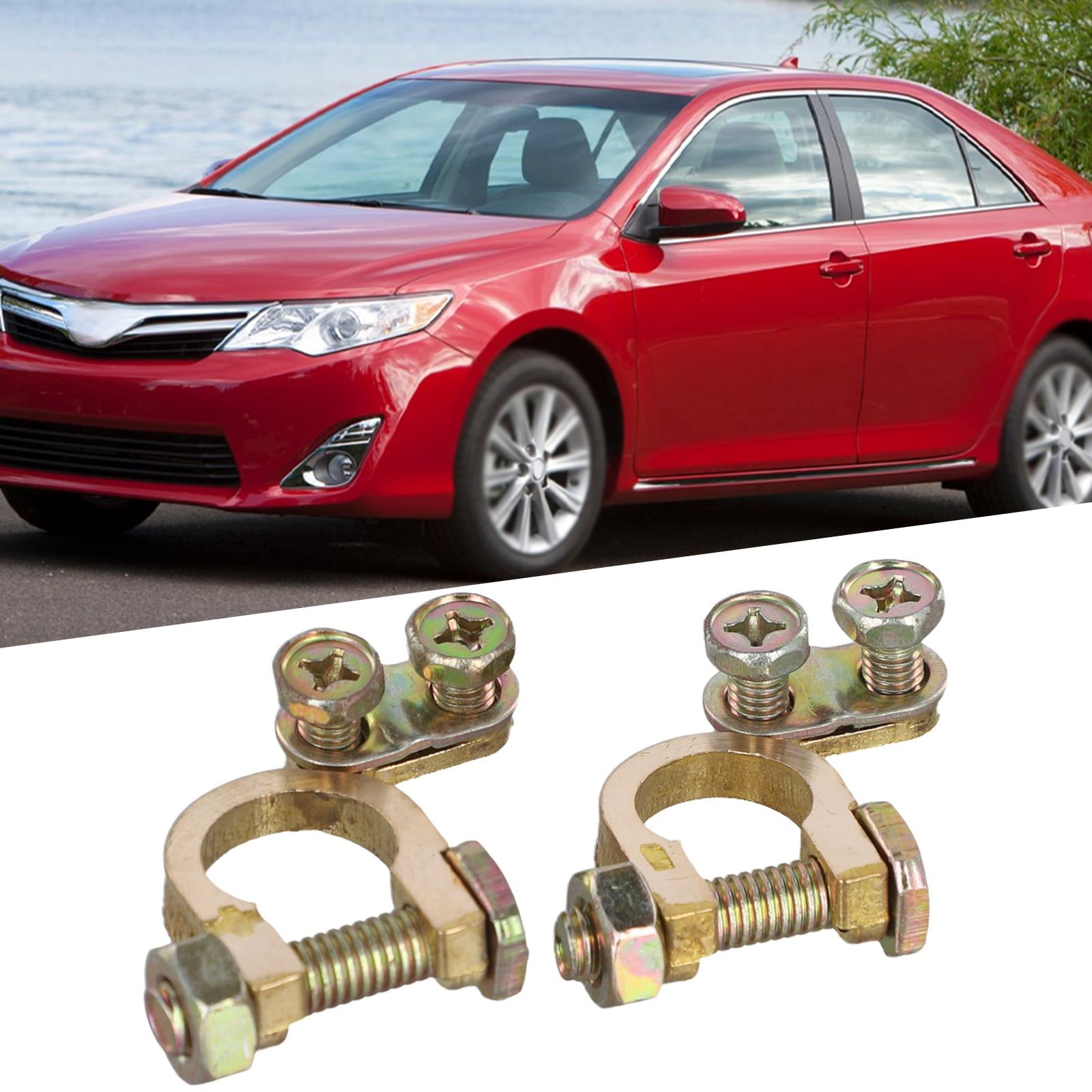 2 x Car Battery Clamp Brass Terminals with Bolts Battery Connection ...