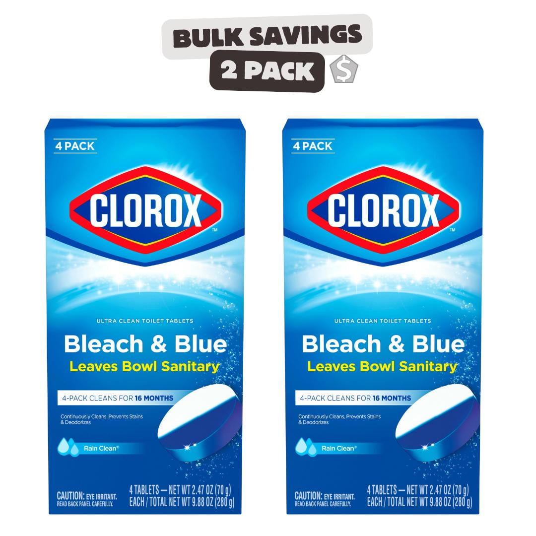 2 x - Clorox Ultra Clean Toilet Tablets Bleach & Blue, Rain Clean, 4 Ct ...