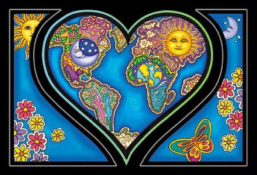 2 x Dan Morris - Heart And Earth Large Heart Postcards - 6'' x 4 ...