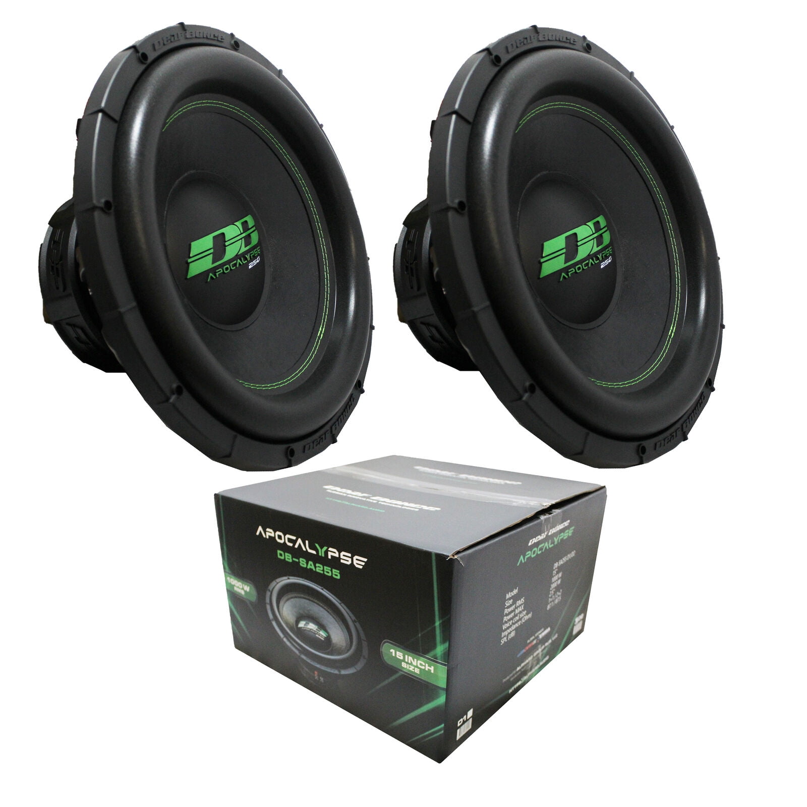 2 x Deaf Bonce Apocalypse 15" 4000 Watt 2 Ohm Subwoofer DB-SA255-D2 New ...
