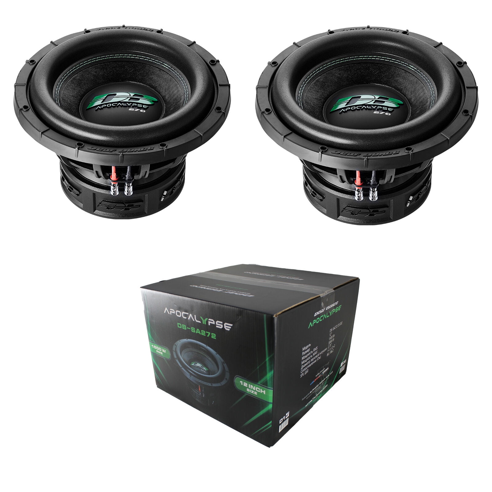 Deaf Bonce Apocalypse DB-SA272, 12" 1-Ohm 6000W Subwoofers, Pair with ...