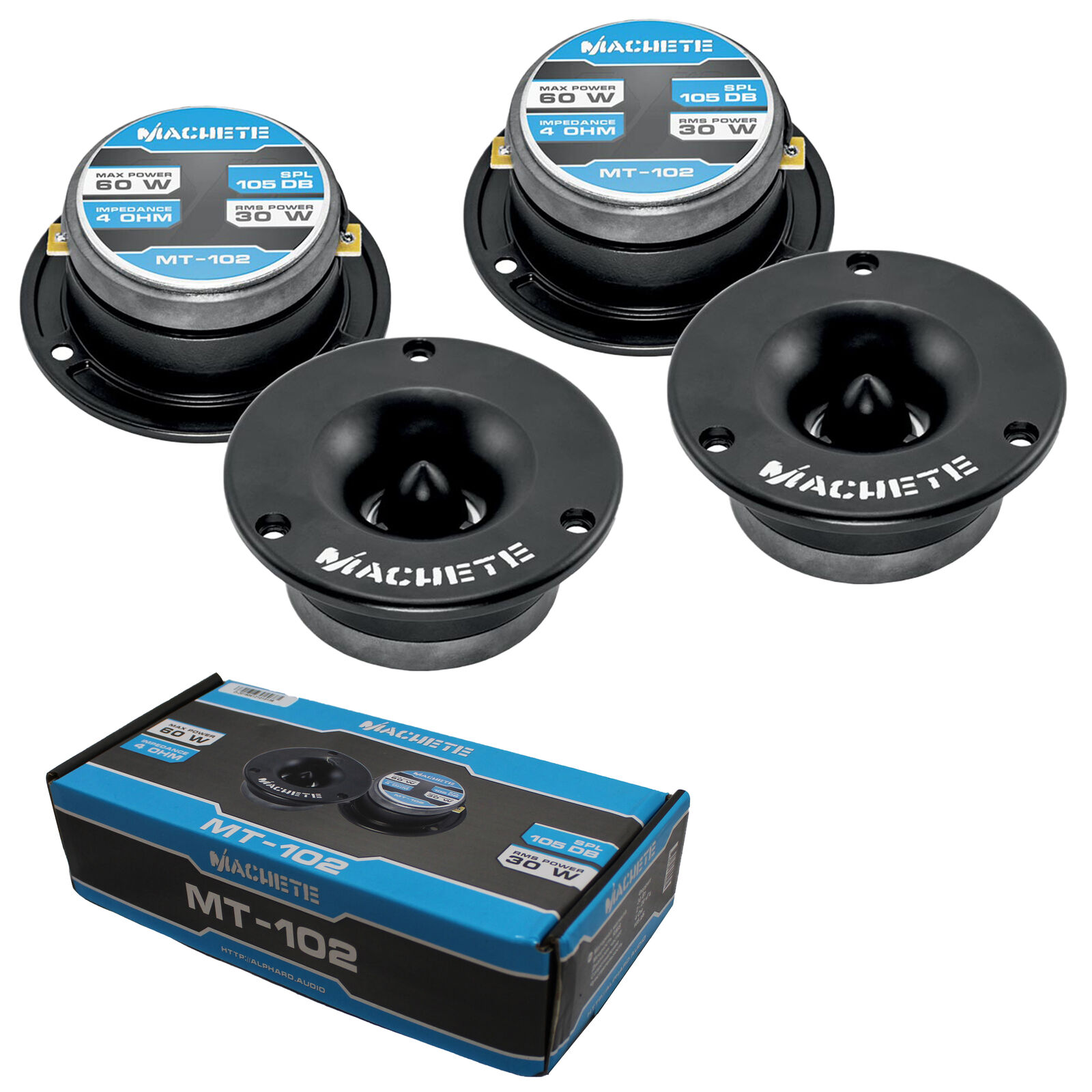 2 x Deaf Bonce Machete MT-102 Black 240 Watt 4-Ohm High Frequency ...