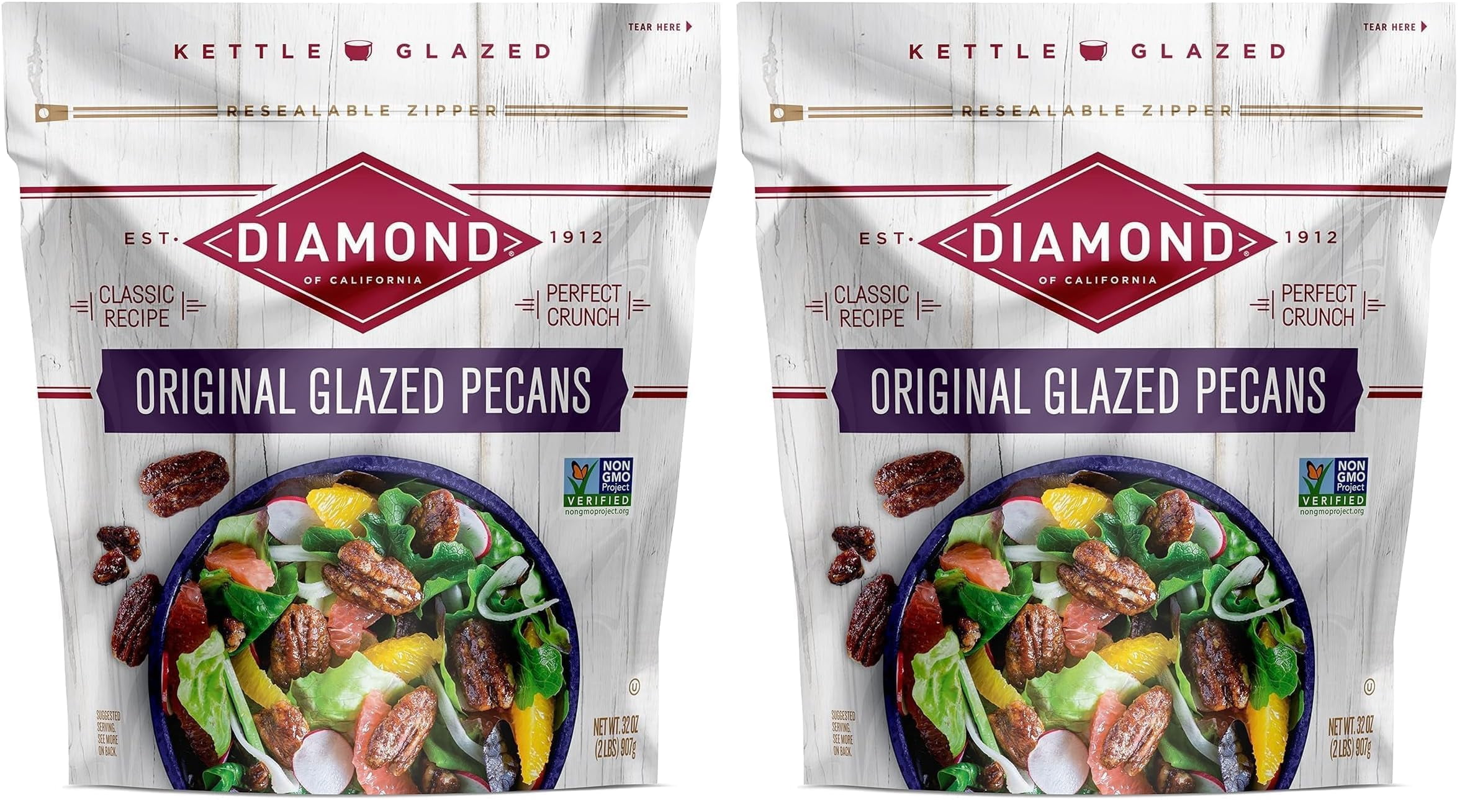 2 x - Diamond of California Original Glazed Pecans, 32 Ounce (Pack of 2 ...