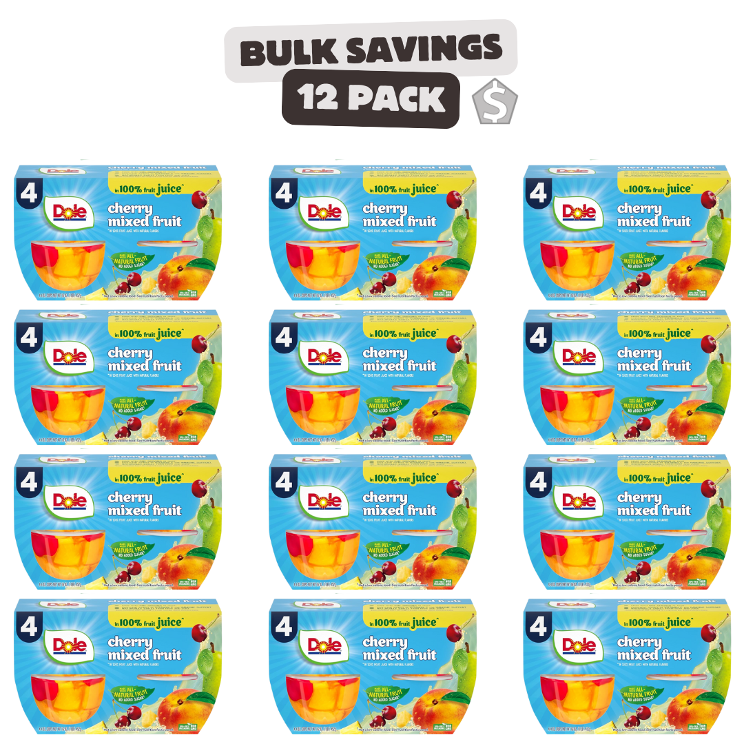 2 x - Dole Fruit Bowls Cherry Mixed Fruit in 100% Juice Snacks, 4oz 24 ...