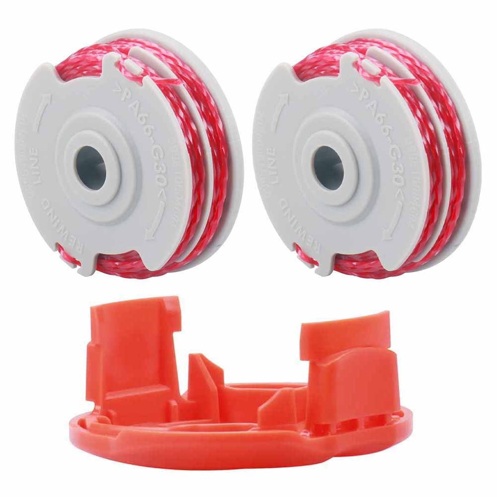 2 x Double Autofeed Spool & Line & Spool Cap Cover For Flymo Strimmer ...