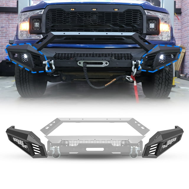 2 x Front Bumper Full-Width Side Wings w/2 x 4" Pods Lights For 2018 ...