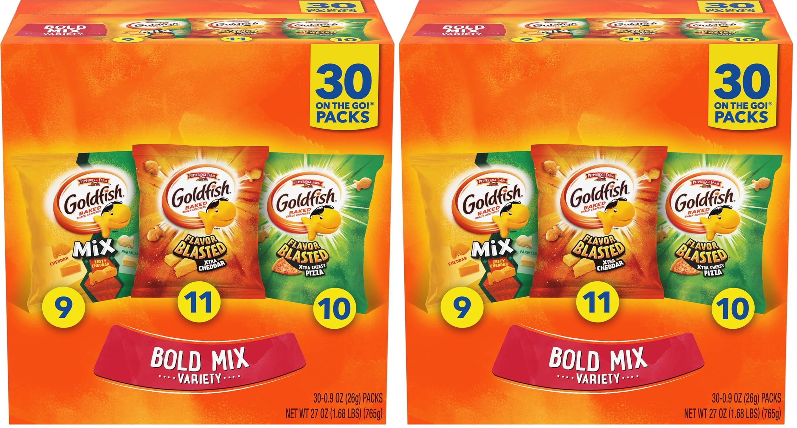 2 x - Goldfish Bold Mix Variety Pack Snack Crackers, 1 oz Snack Packs ...
