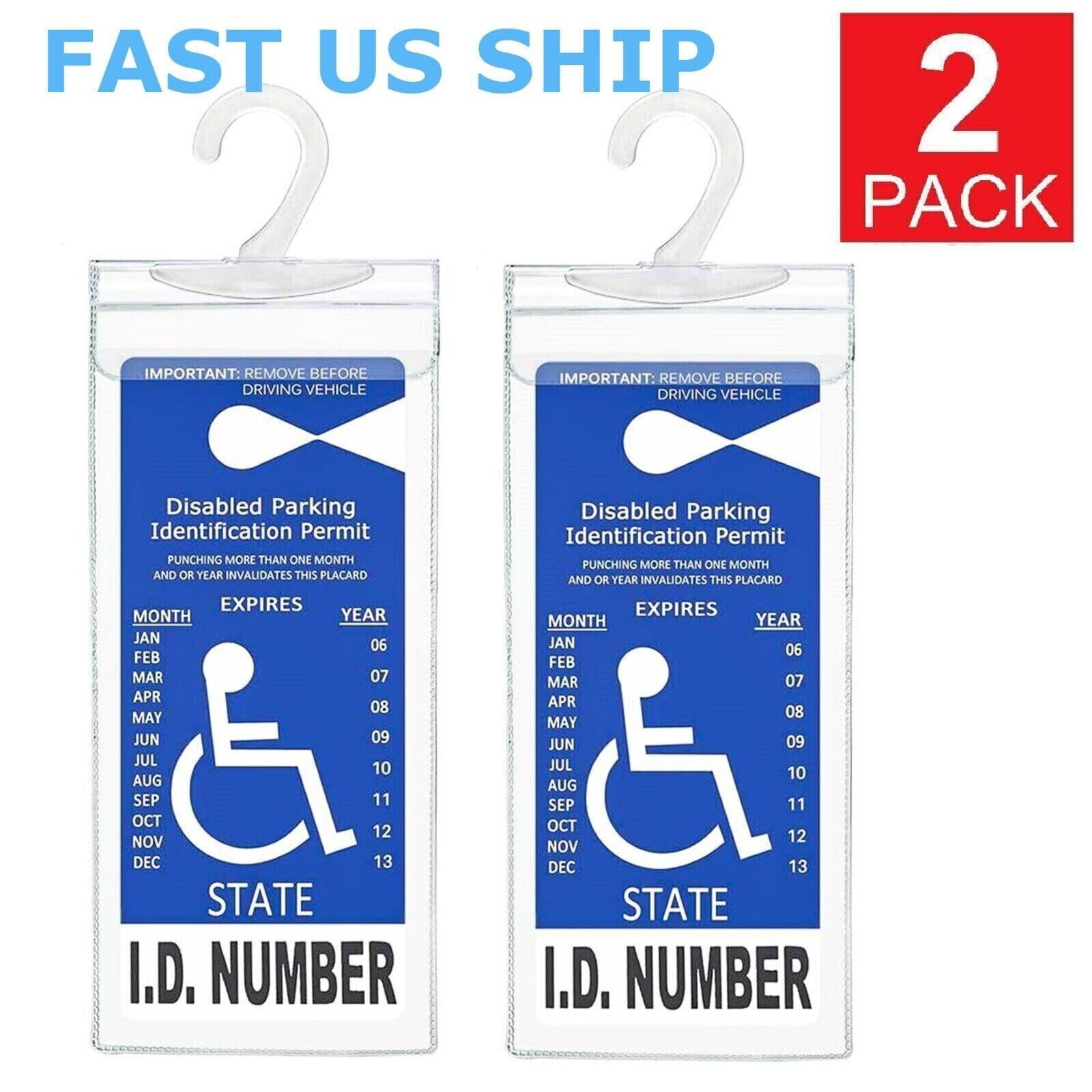 2 x Handicap Parking Permit Placard Protector Cover Hanger Car Holder ...