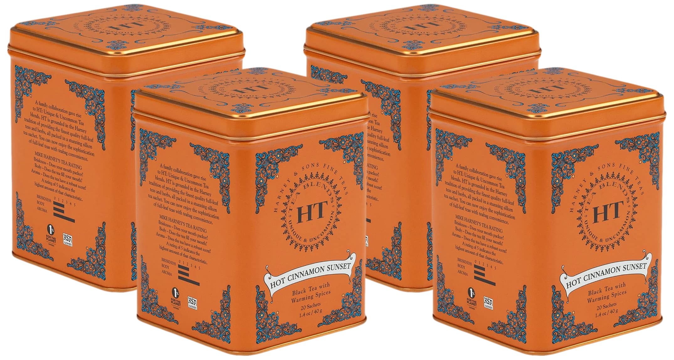 2 x - Harney & Sons Caffeinated Hot Cinnamon Sunset Black Tea with ...