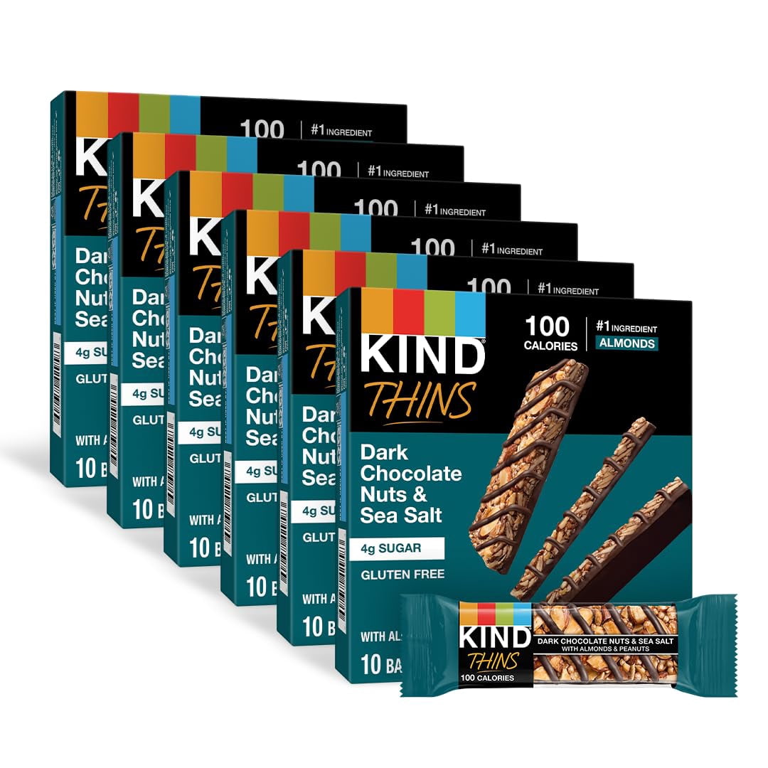 2 x - KIND THINS Dark Chocolate Nuts & Sea Salt Bars, 0.74 Ounce, 10 ...