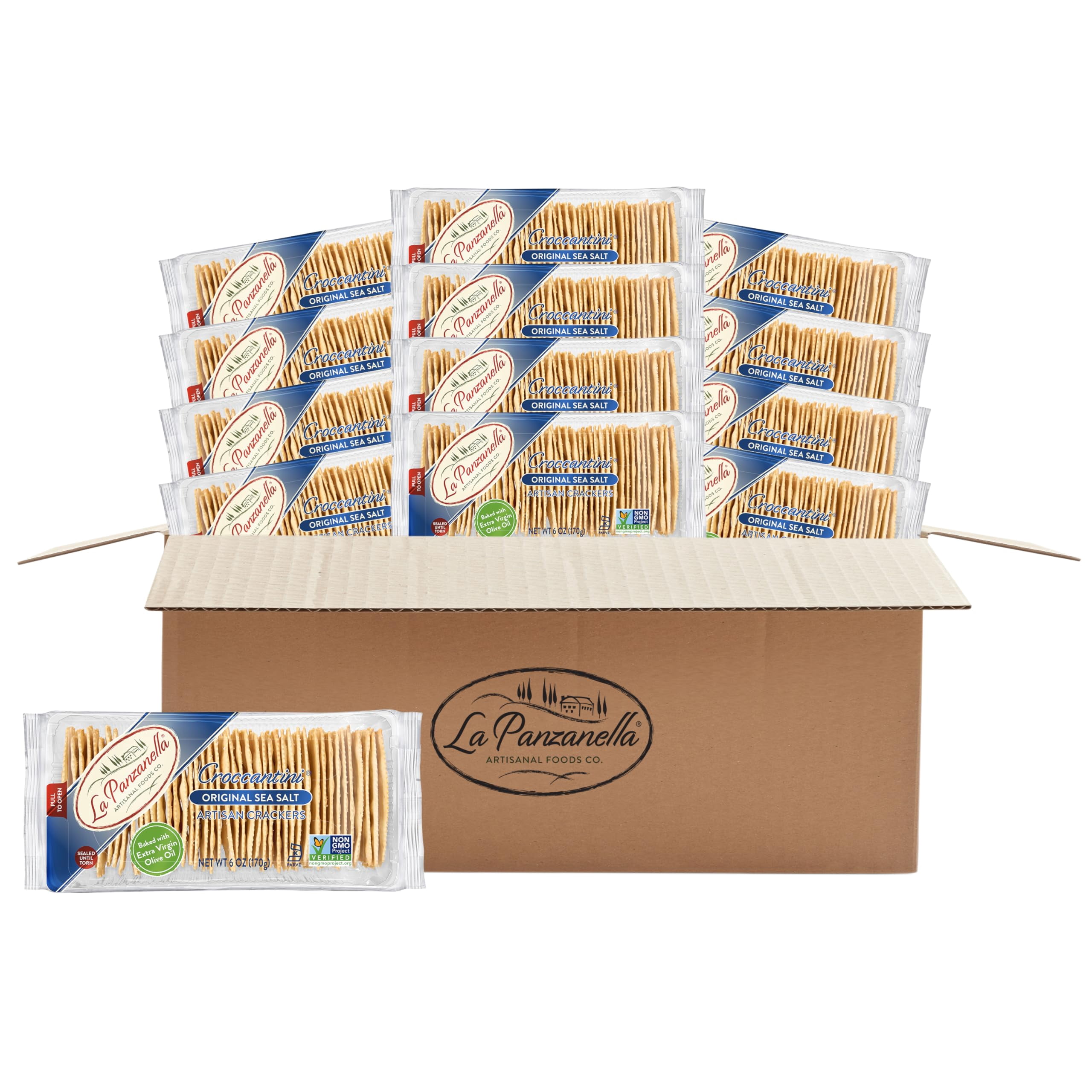 2 x - La Panzanella Croccantini, Original Sea Salt Crackers (Pack of 12 ...