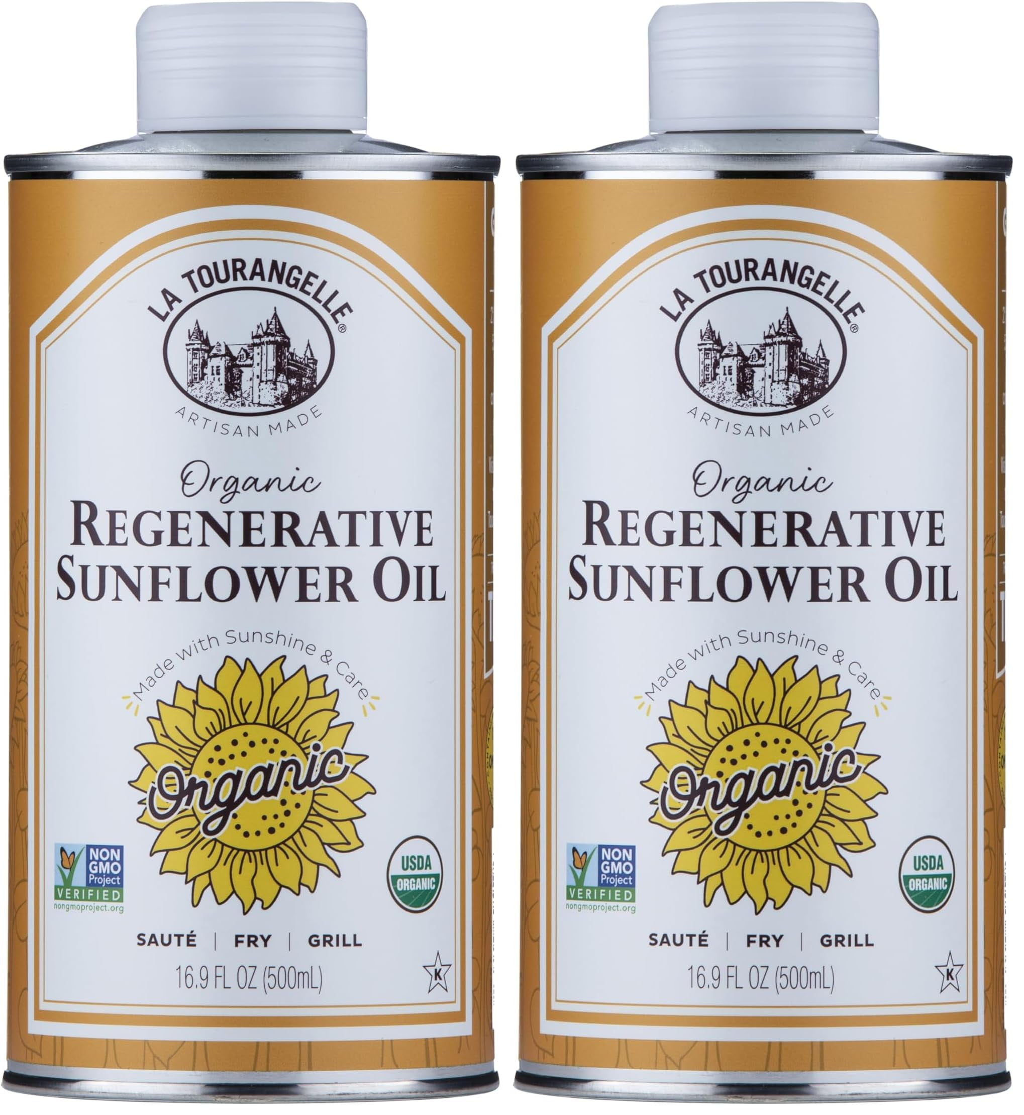 2 x - La Tourangelle, Organic Regenerative Sunflower Oil, High Heat Cooking and Skin Care Oil ...