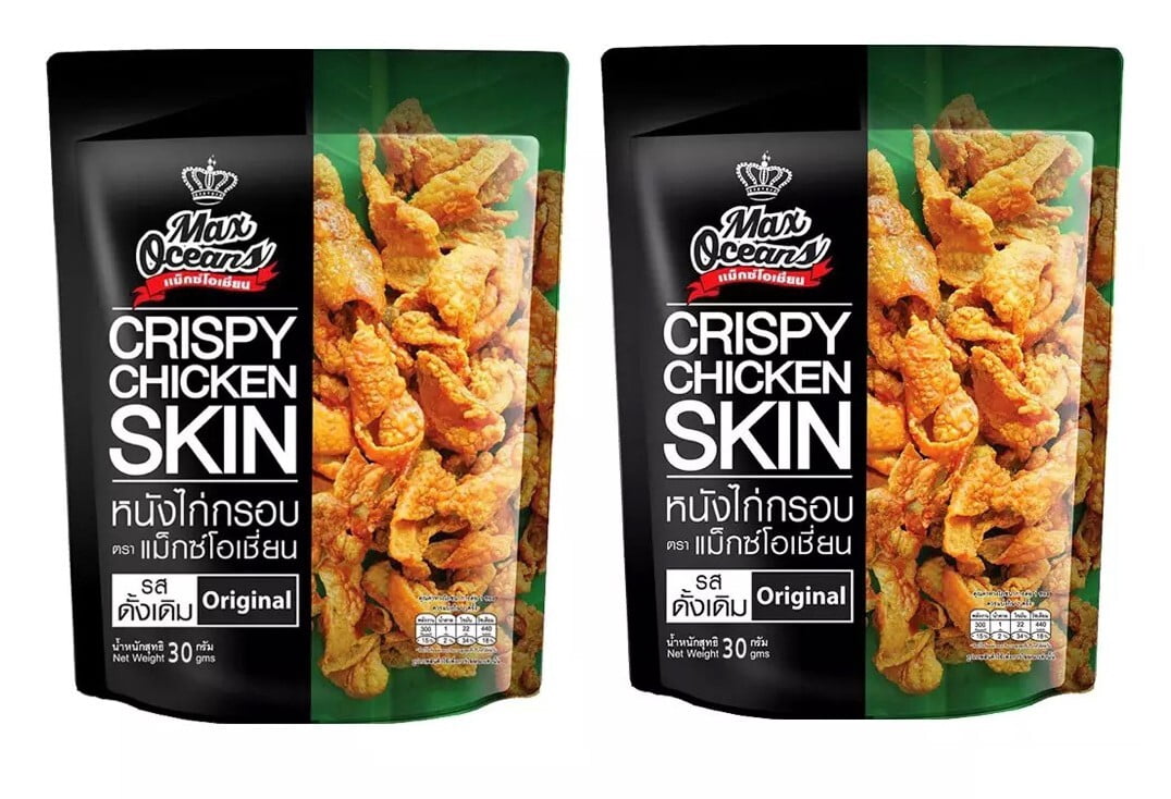 2 x Max Oceans Crispy fried chicken skin snack , original flavor, 30 ...