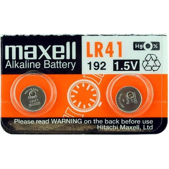 Maxell LR41 1.5V Alkaline Button Cell Battery, Pack of 2, Wrist Watches, Calculators, Toys ...