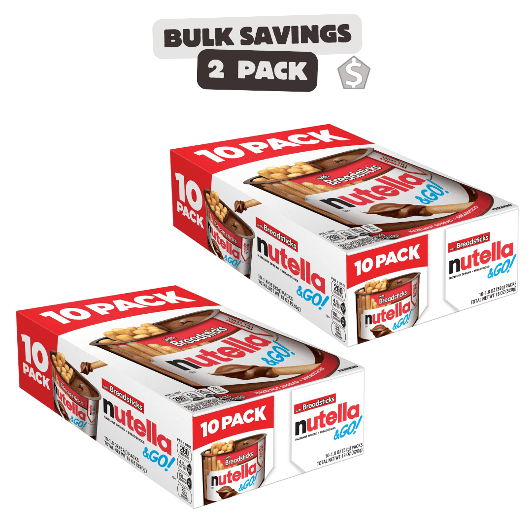 2 x - Nutella & GO! 10 Pack, Hazelnut And Cocoa Spread With Breadsticks ...