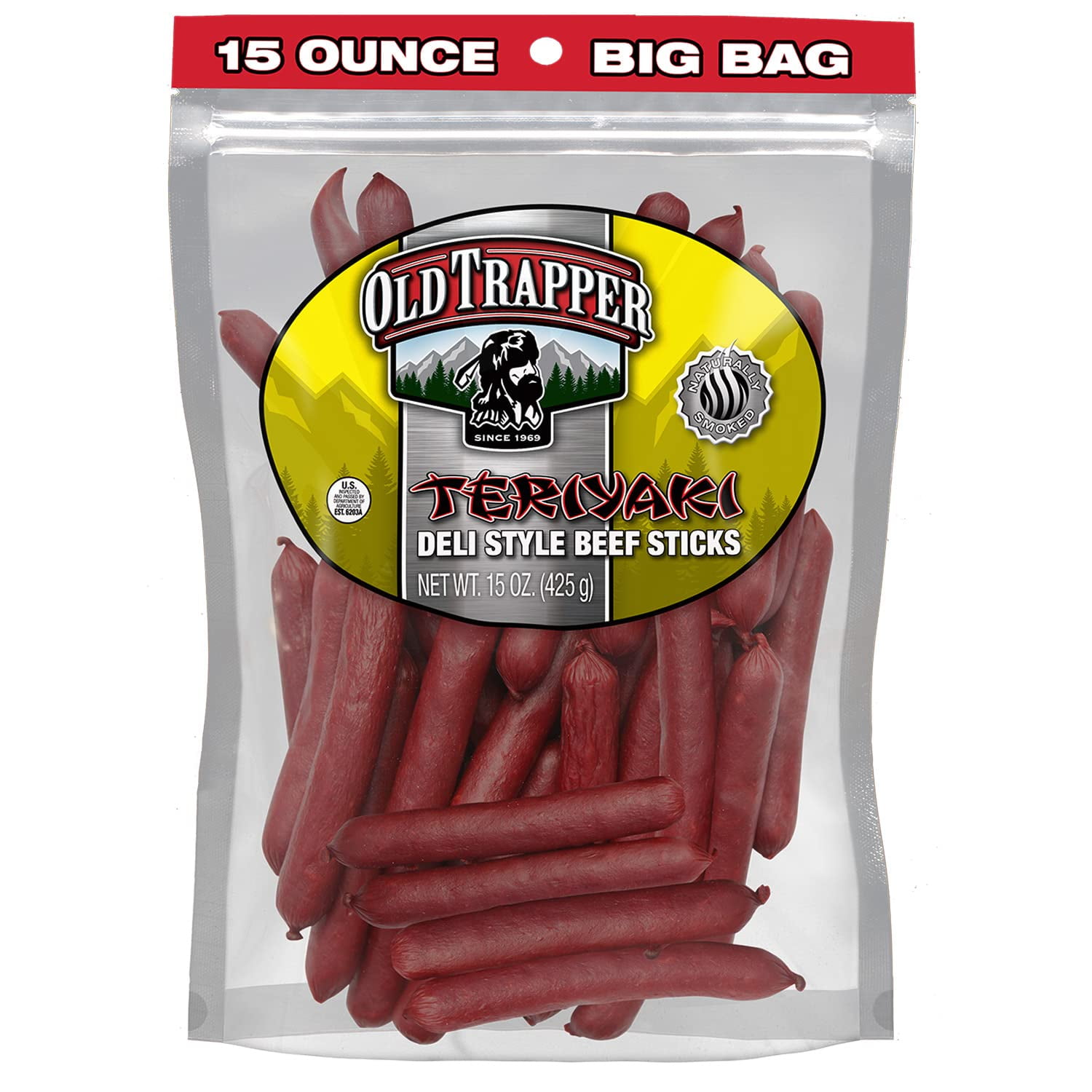 2 x - Old Trapper Deli-Style Beef Sticks, Teriyaki Flavor, 15-Ounce ...