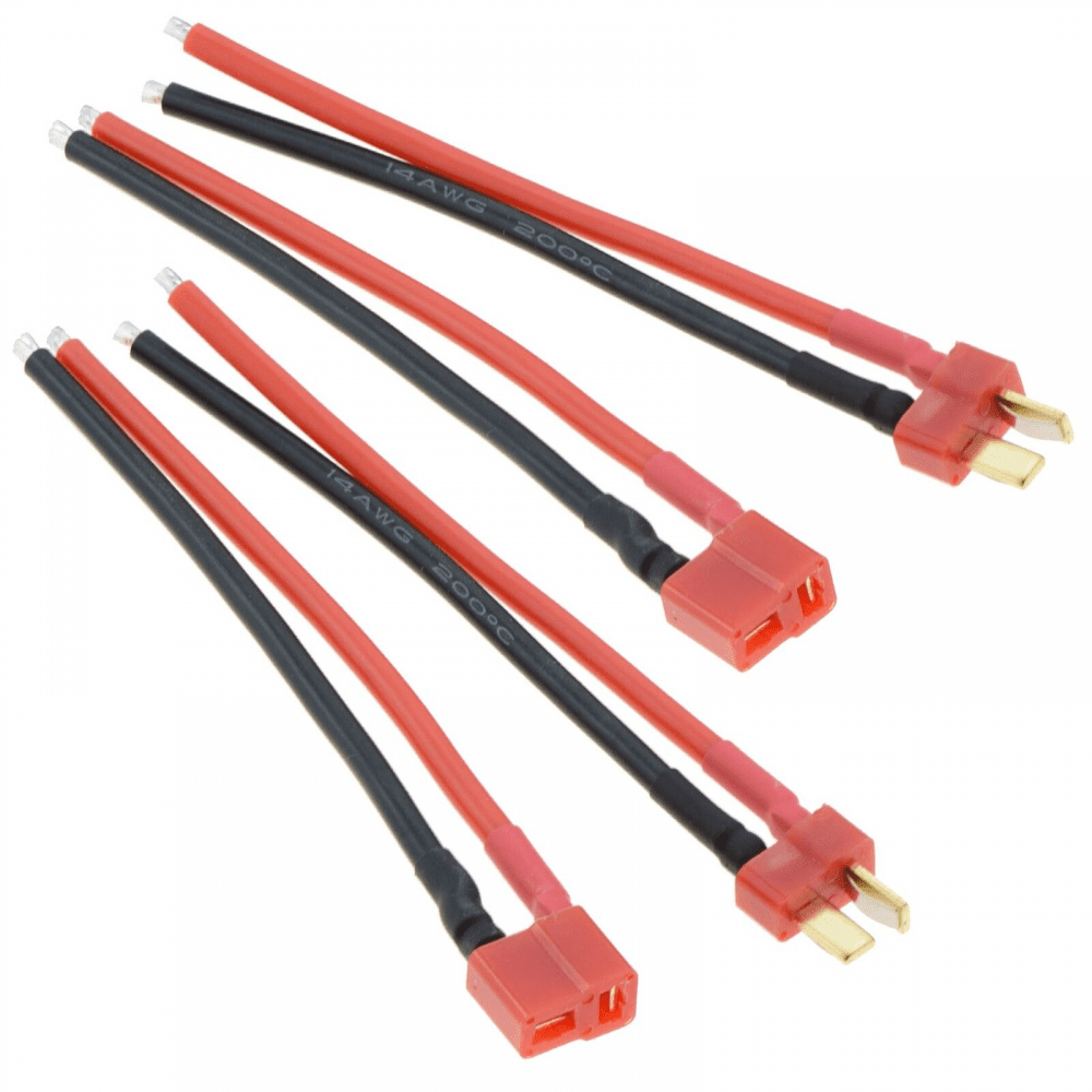 2 x PAIRS Male + Female Deans T-Plug Connectors 100mm Wire-Male T-Plug ...