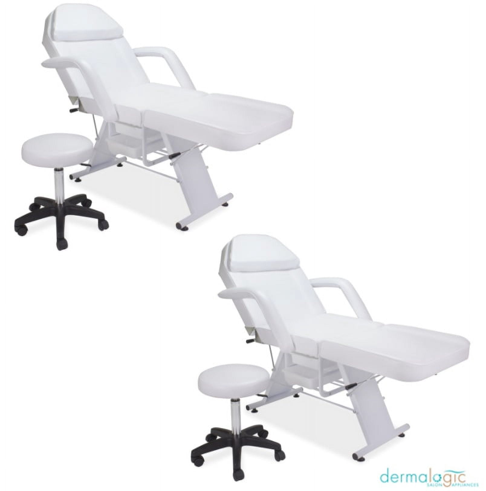 2 x PARKER Reclining Facial Chair and adjustable stool Set (White ...